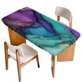 Abstract Art Purple Fitted Rectangle Tablecloth 24" x 50" Blue Gold ...