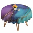 Abstract Art Purple Round Tablecloth 60 inches Blue Gold Marble Texture ...