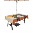 Abstract Art Rectangle Outdoor Tablecloth with Umbrella Hole Orange ...