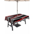 Abstract Art Rectangle Outdoor Tablecloth with Umbrella Hole Red Black ...