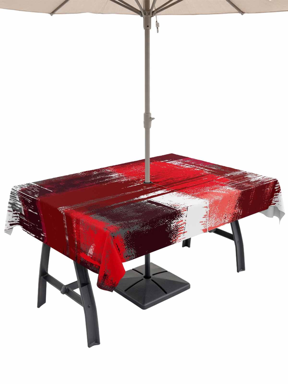 Abstract Art Rectangle Outdoor Tablecloth with Umbrella Hole Vintage ...