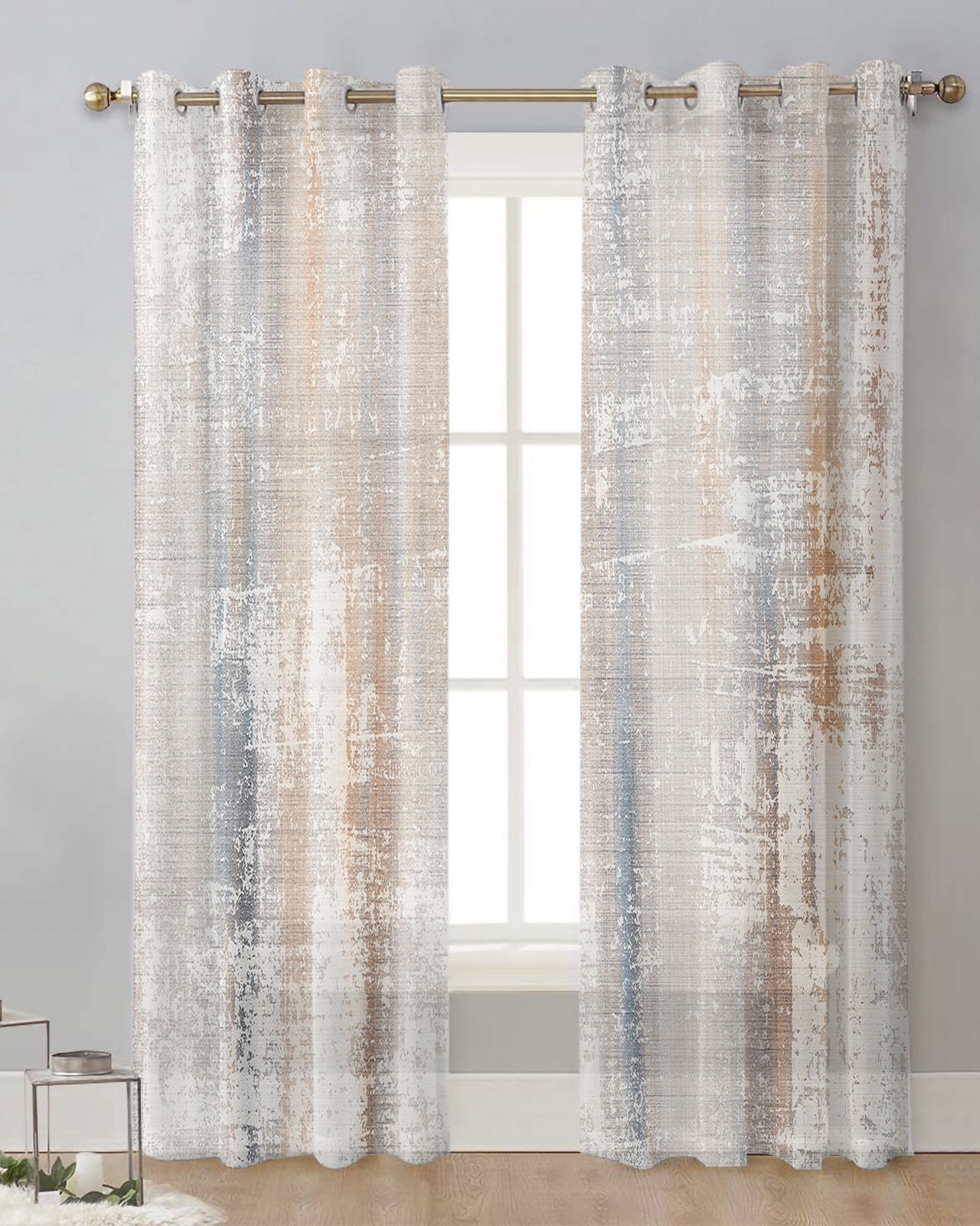 Abstract Art Retro Sheer Curtains For Living Room Modern Fashion ...