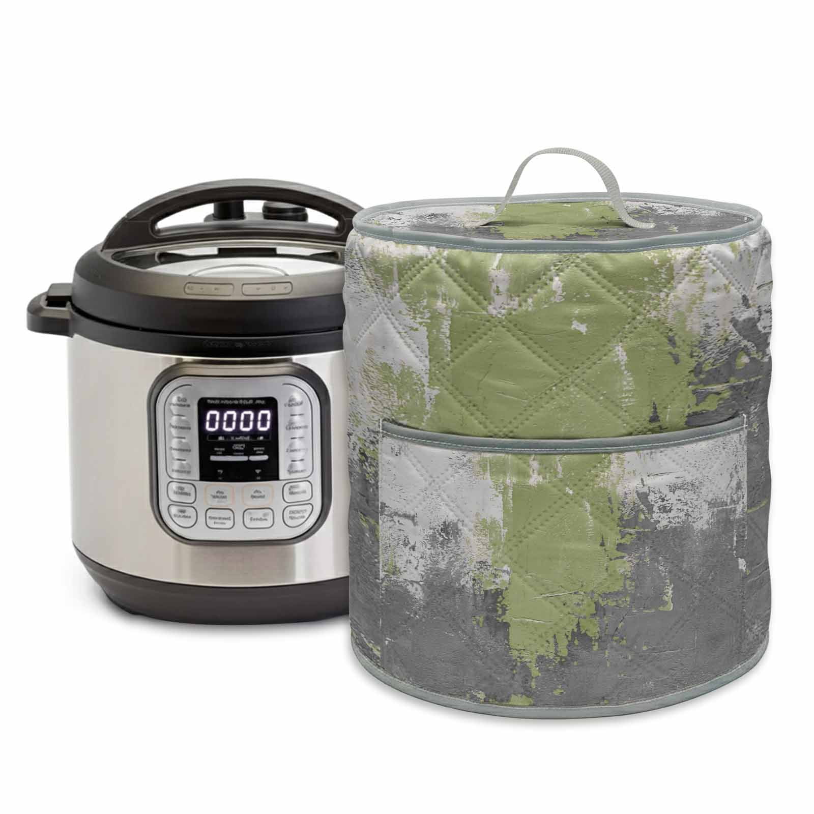 Abstract Art Rice Cooker Cover 8 Quart Green Grey Wall Mottled Texture ...