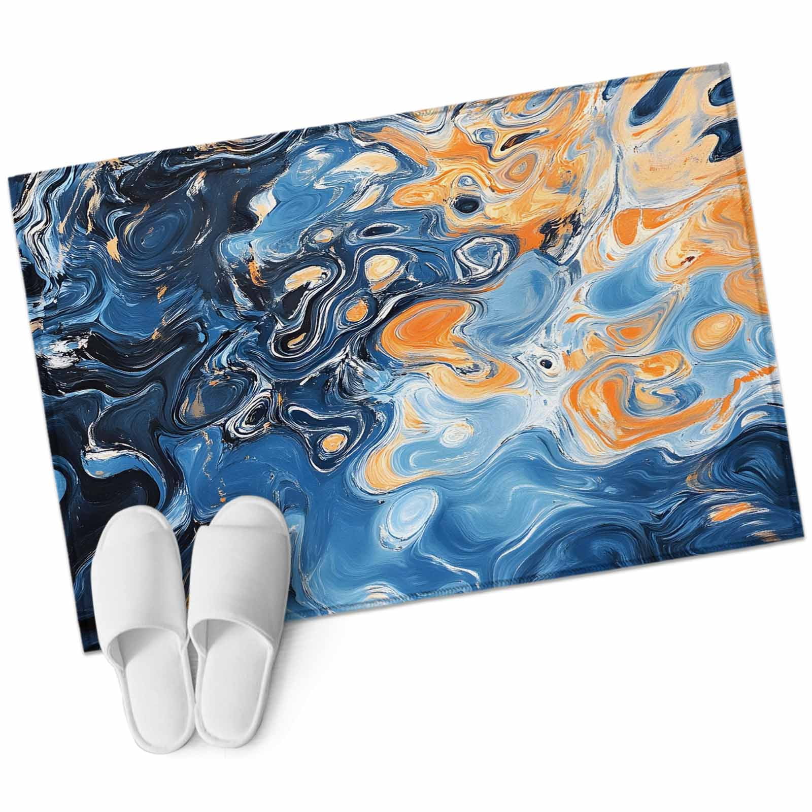 Abstract Art Ripples Bathroom Rug Washable 2x3 Entryway Rug Non Slip ...