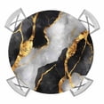 Abstract Art Round Fitted Tablecloth with Elastic Edge, Gold Black ...