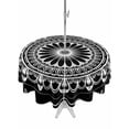 Abstract Art Round Outdoor Tablecloth with Umbrella Hole Black Ethnic ...