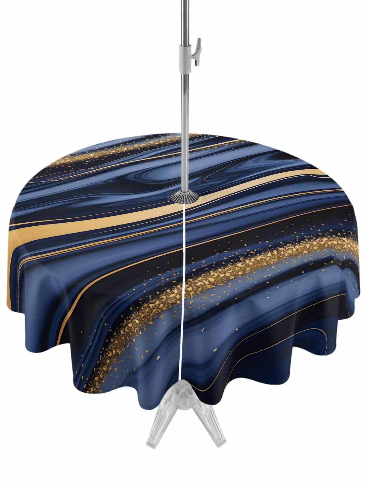 Abstract Art Round Outdoor Tablecloth with Umbrella Hole Retro Blue ...