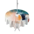Abstract Art Round Outdoor Tablecloth with Umbrella Hole Turquoise ...