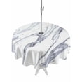 Abstract Art Round Outdoor Tablecloth with Umbrella Hole White Gray ...