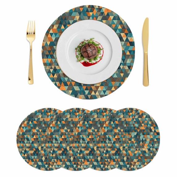 Abstract Art Round Placemats Set of 4, Braided Polypropylene Place Mats ...