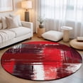 Abstract Art Round Rug 6Ft Vintage Red Gray Mottled Color Block Oil ...