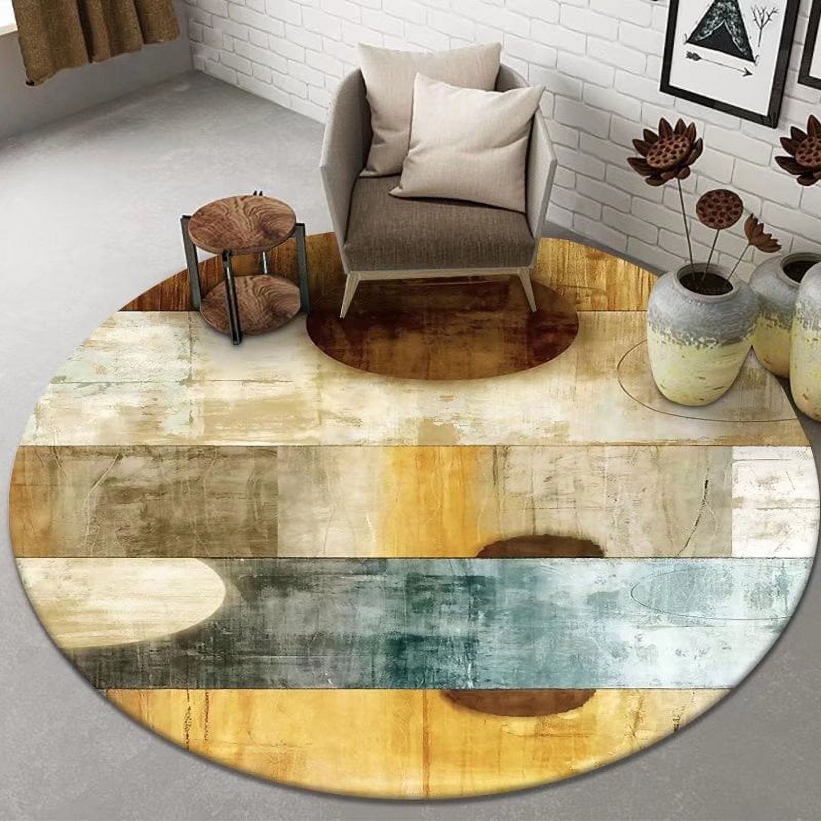 Abstract Art Round Rugs for Carpets Living Room Sofa Large Area Rug Ins ...