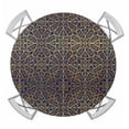 Abstract Art Round Table Cover, Retro Golden Geometric Texture Ornate ...