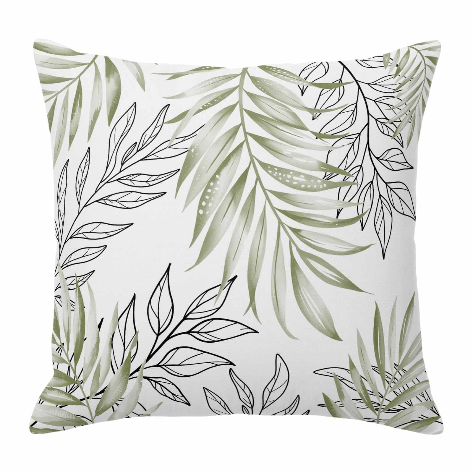 Abstract Art Sage Green Leaves Throw Pillow Cover Watercolor Leaf ...