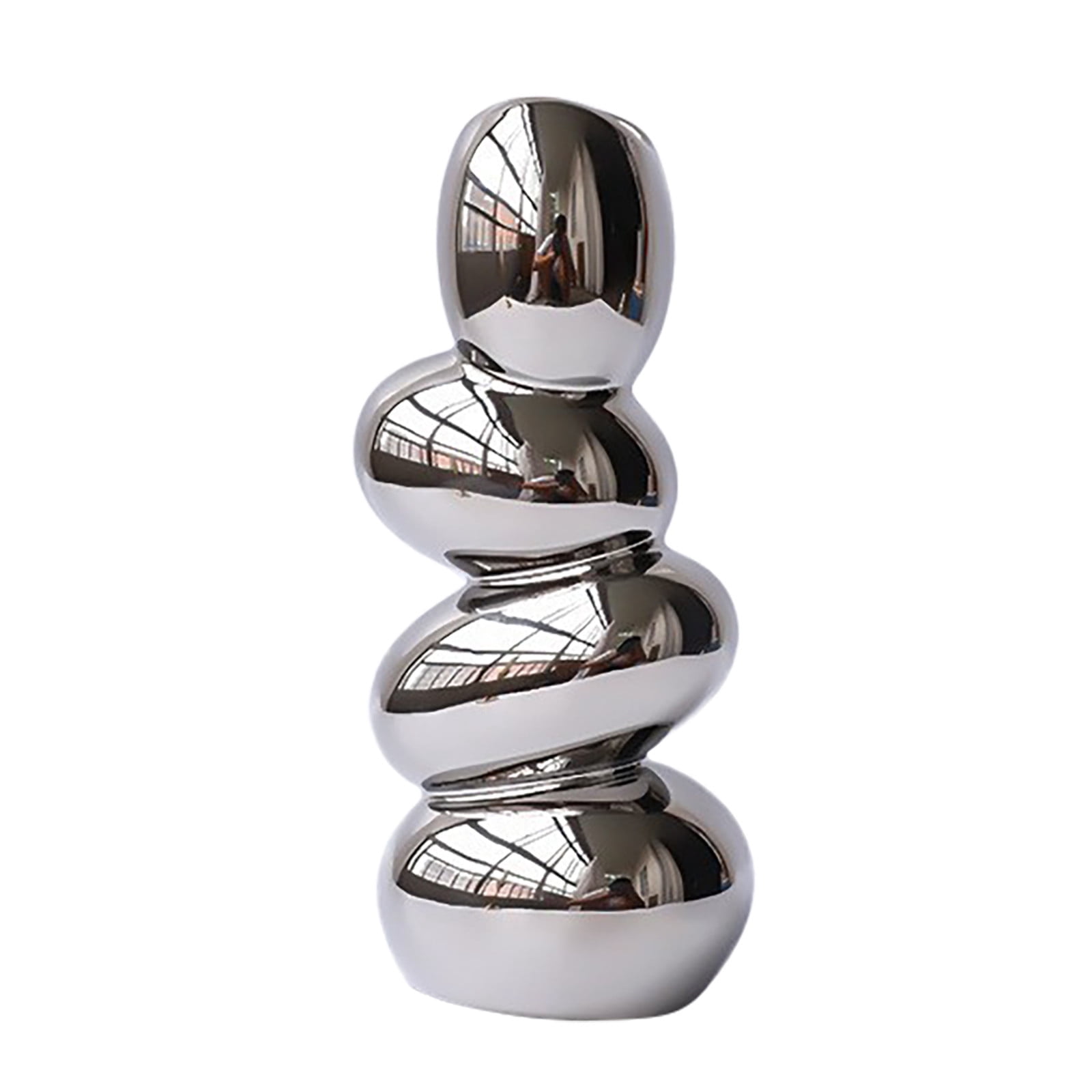 Abstract Art Sculpture Egg Vase Pebble Flower Arrangement Home Chinese ...