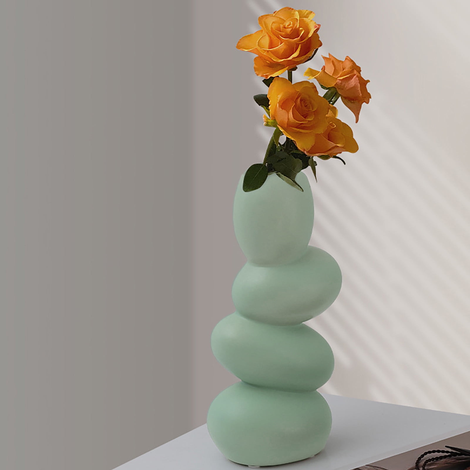 Abstract Art Sculpture Egg Vase Pebble Flower Arrangement Home Chinese ...