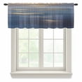Abstract Art Semi Sheer Valance Curtains Modern Gold Blue Oil Painting ...