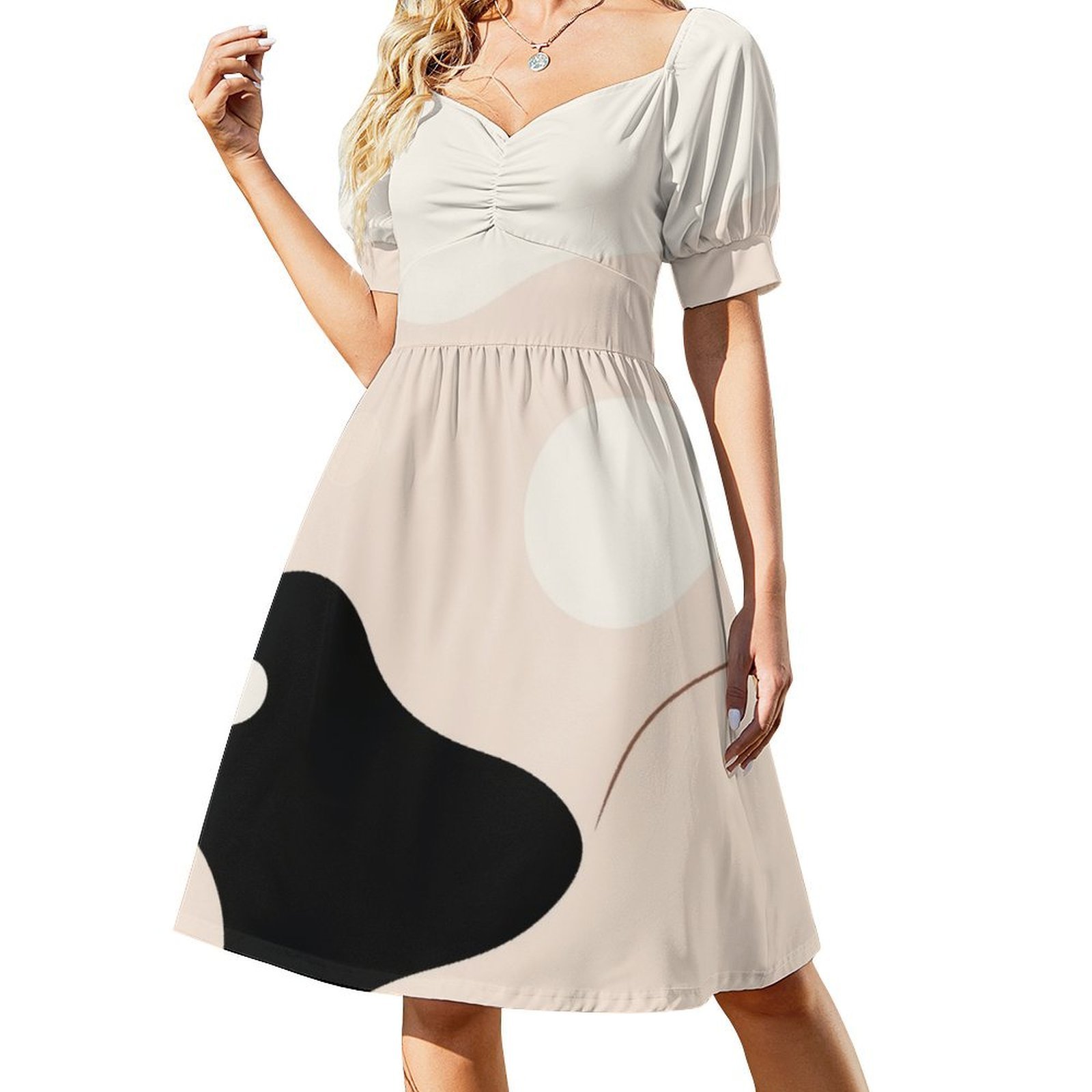 Abstract Art Shapes Short Sleeved Dress Fairy Dress Evening Gown Women ...