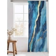Abstract Art Sheer Curtains 108 Inch Long 1 Panel Water Ripple Blue ...