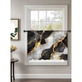Abstract Art Sheer Curtains 54 Inch Long 1 Panel Gold Black Gradient ...