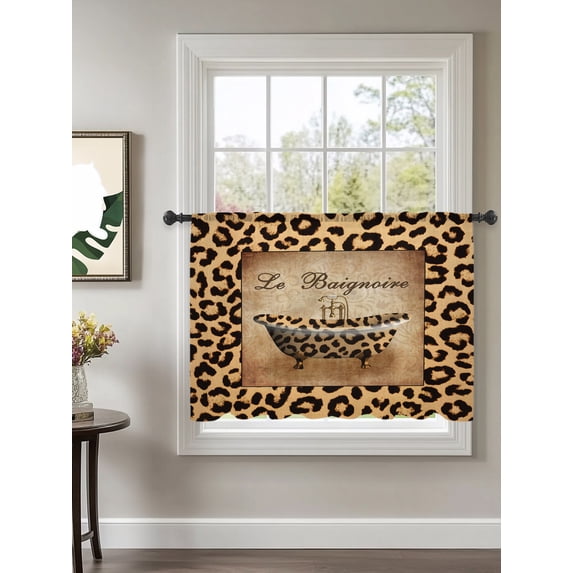 Abstract Art Sheer Curtains 54 Inch Long 1 Panel Leopard Bathtub Le ...
