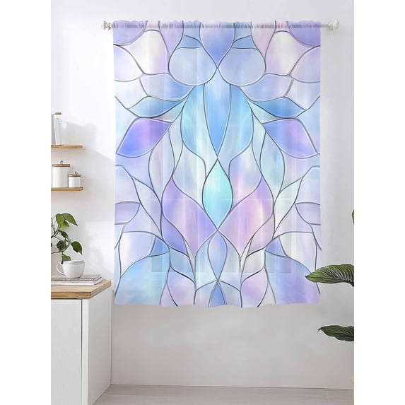 Abstract Art Sheer Curtains 63 Inch Long 1 Panel Gradient Stained Glass ...