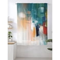 Abstract Art Sheer Curtains 63 Inch Long 1 Panel Turquoise Orange Paint ...