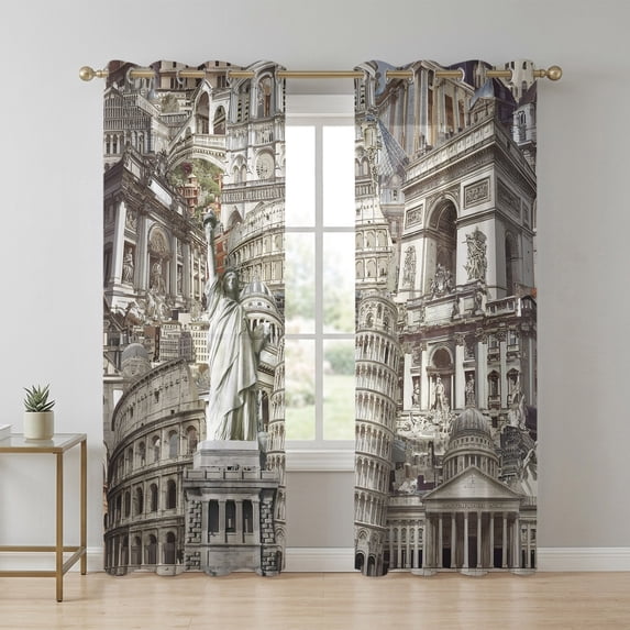 Abstract Art Sheer Curtains 63 Inch Long 2 Panels, Classical World ...