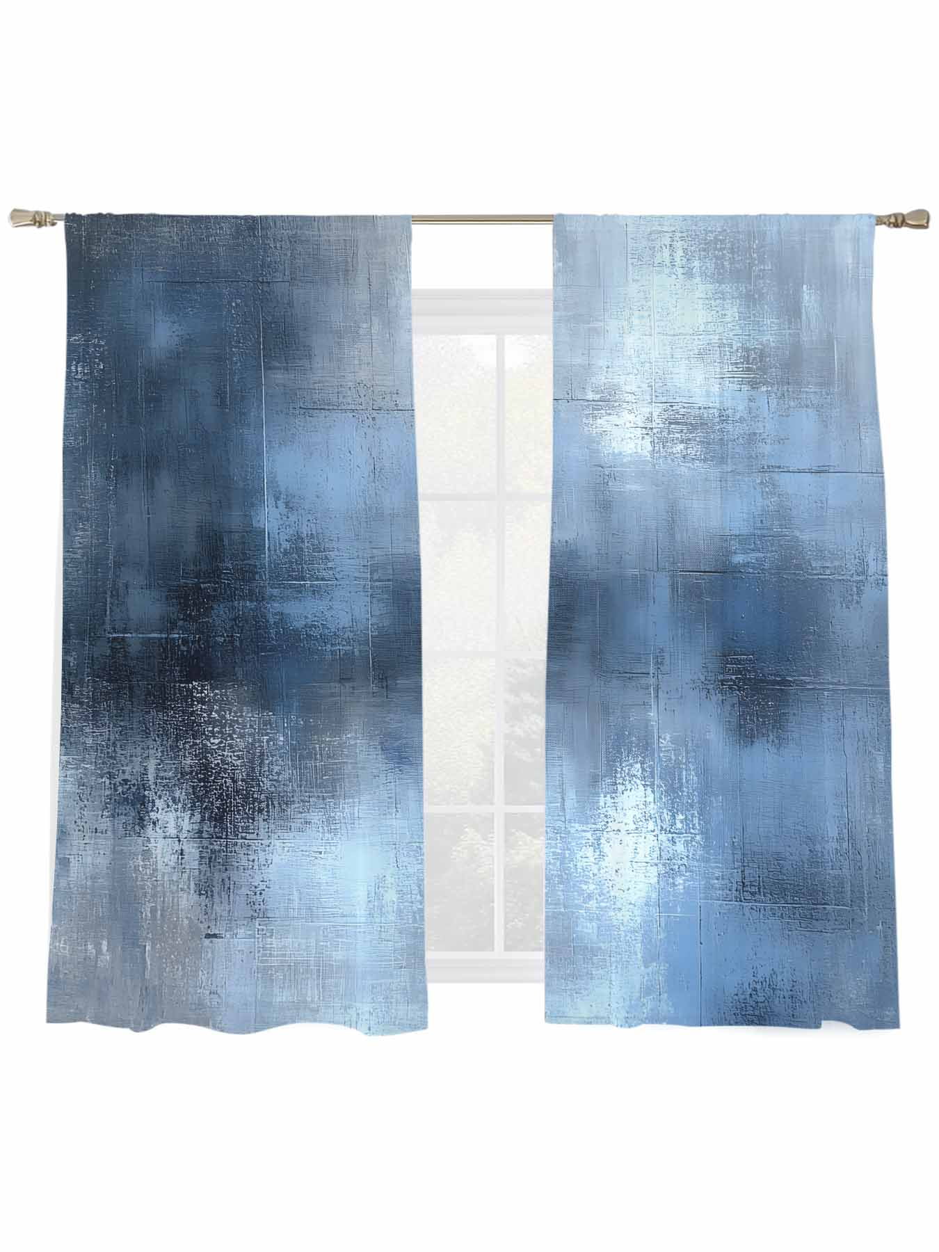 Abstract Art Sheer Curtains 63 inches Long 2 Panels Set Retro Gradient ...