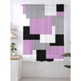 Abstract Art Sheer Curtains 72 Inch Long 1 Panel Patchwork Pink Black ...