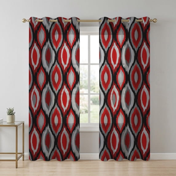 Abstract Art Sheer Curtains 84 Inch Long 2 Panels, Modern Diamond ...