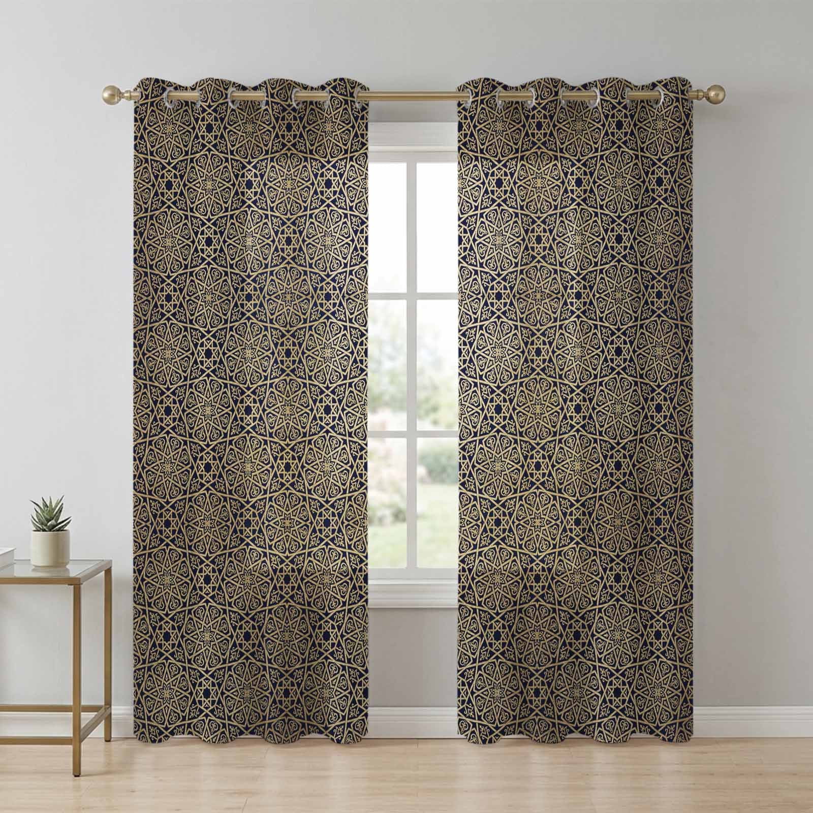 Abstract Art Sheer Curtains 90 Inch Long 2 Panels, Retro Brown ...