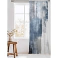 Abstract Art Sheer Curtains 96 Inch Long 1 Panel Gradient Dark Blue ...