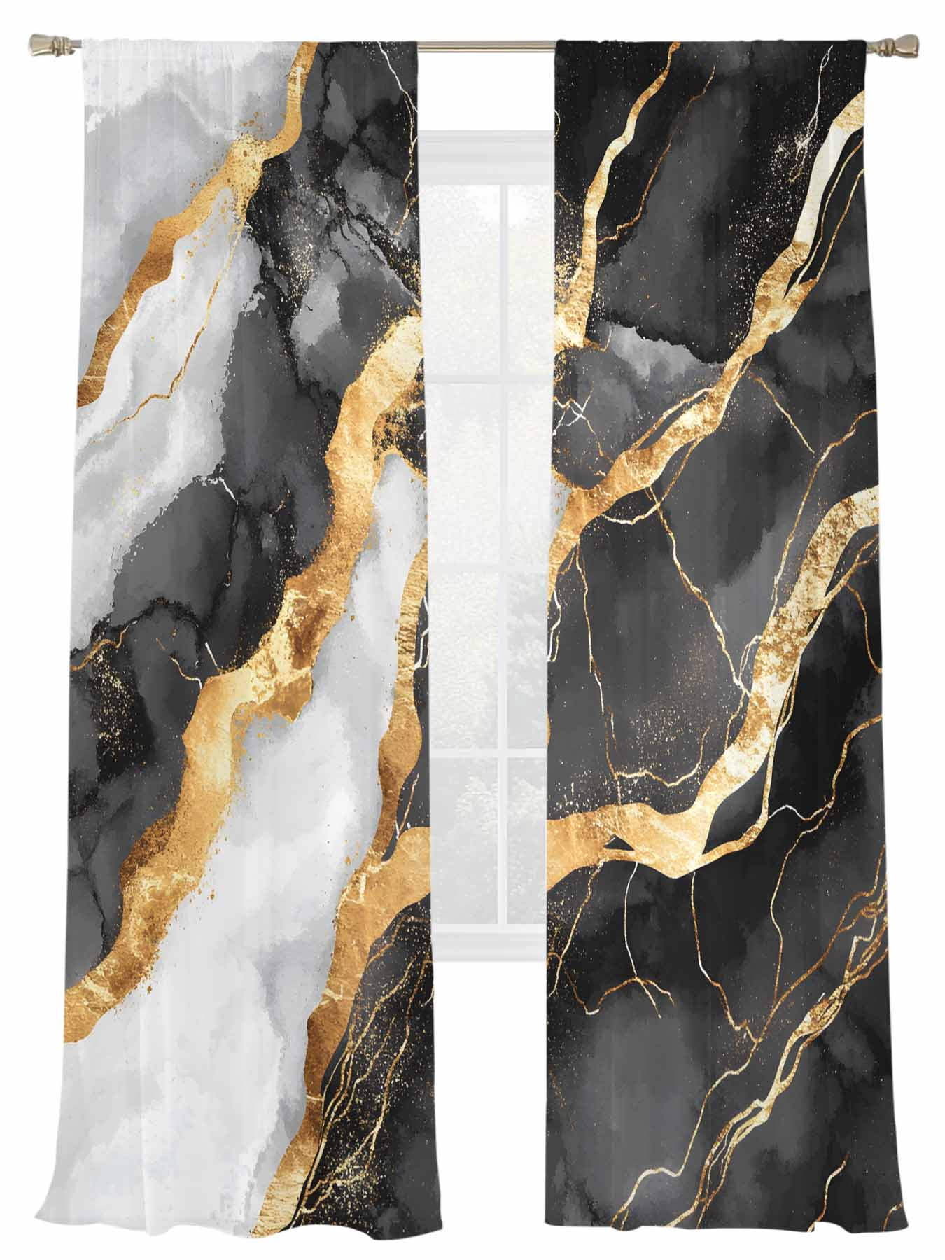 Abstract Art Sheer Curtains for Living Room Bedroom, Light-filtering ...