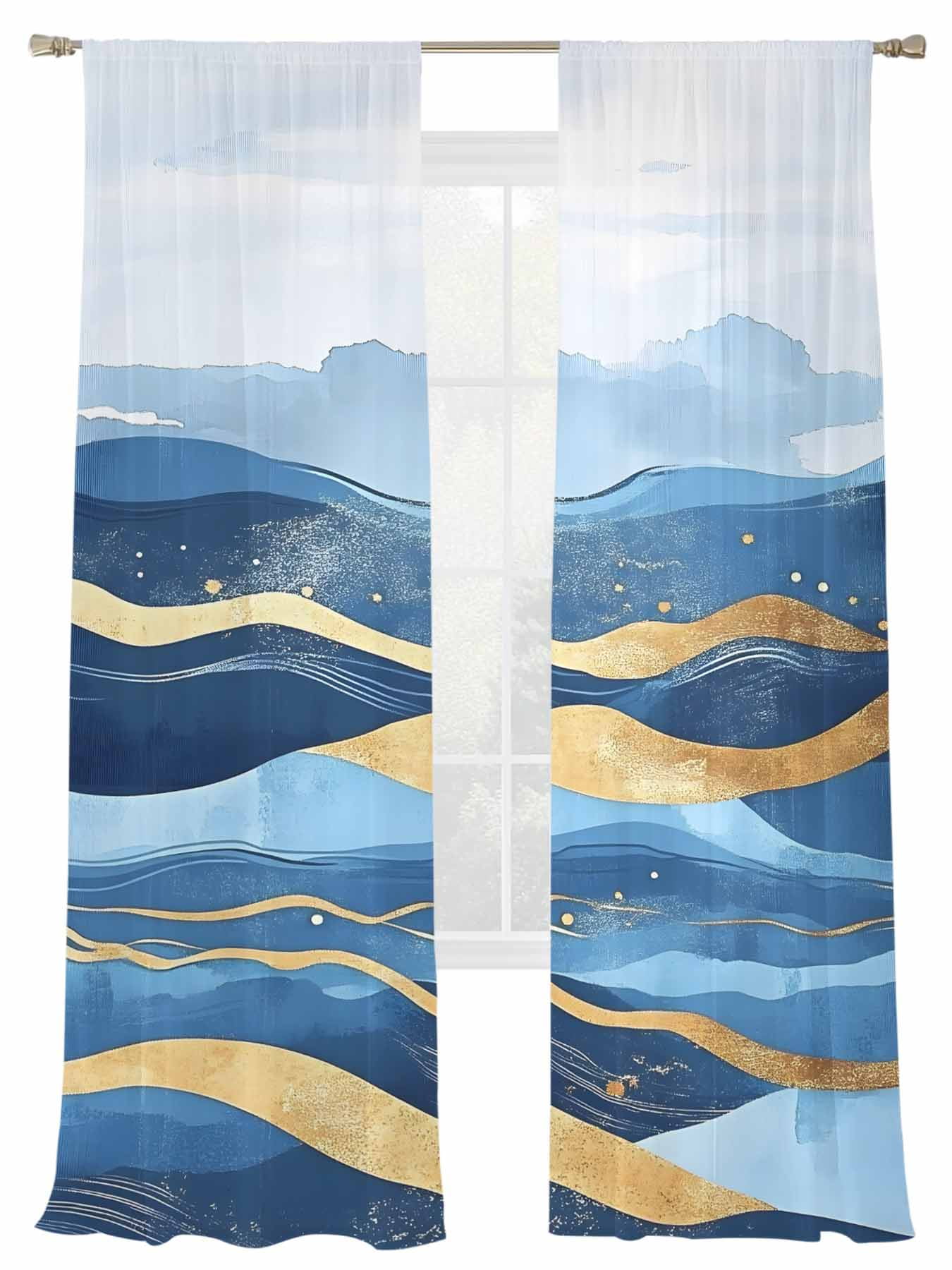 Abstract Art Sheer Curtains for Living Room Bedroom, Light-filtering ...