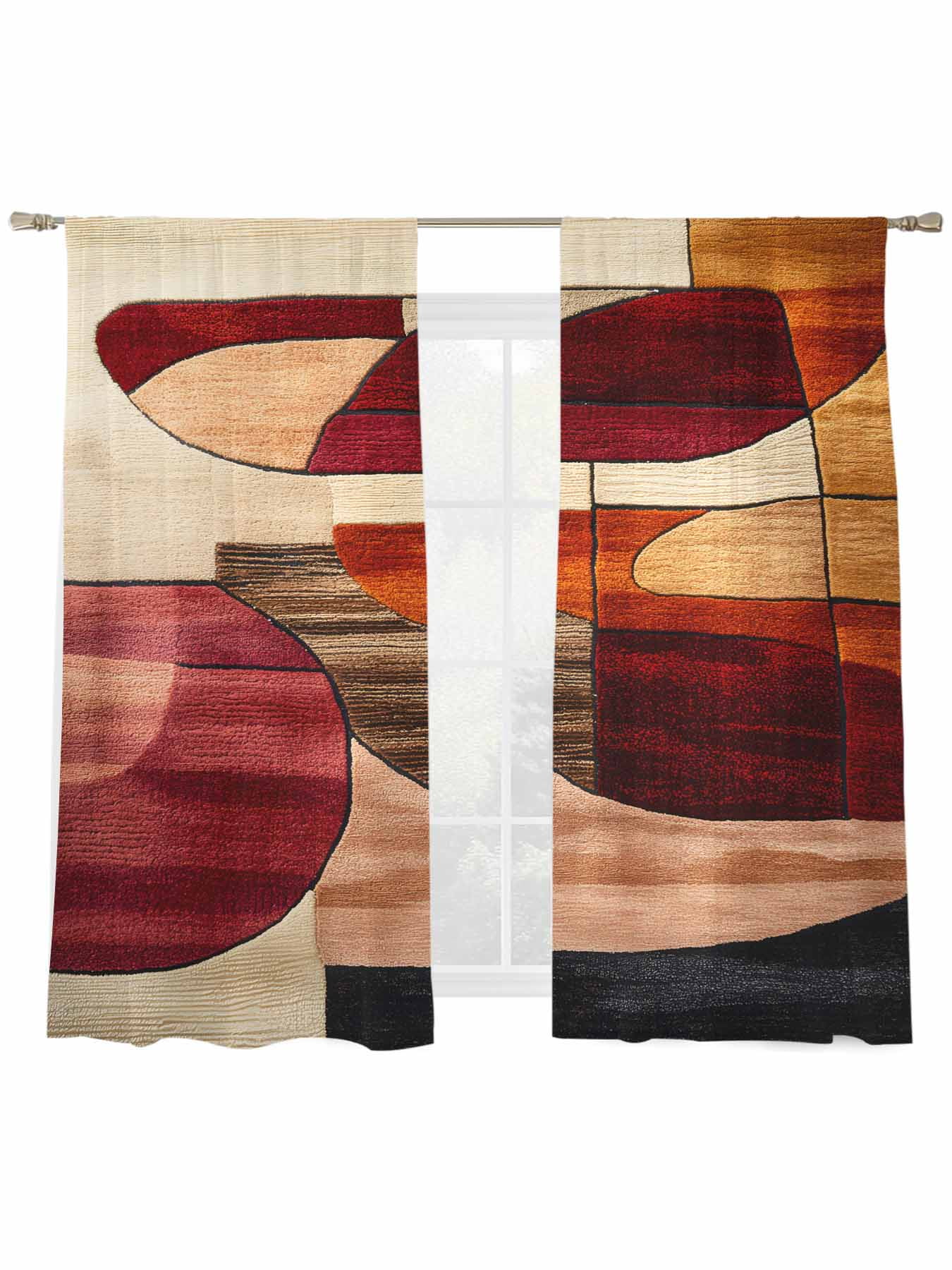 Abstract Art Sheer Curtains for Living Room Bedroom, Light-filtering ...