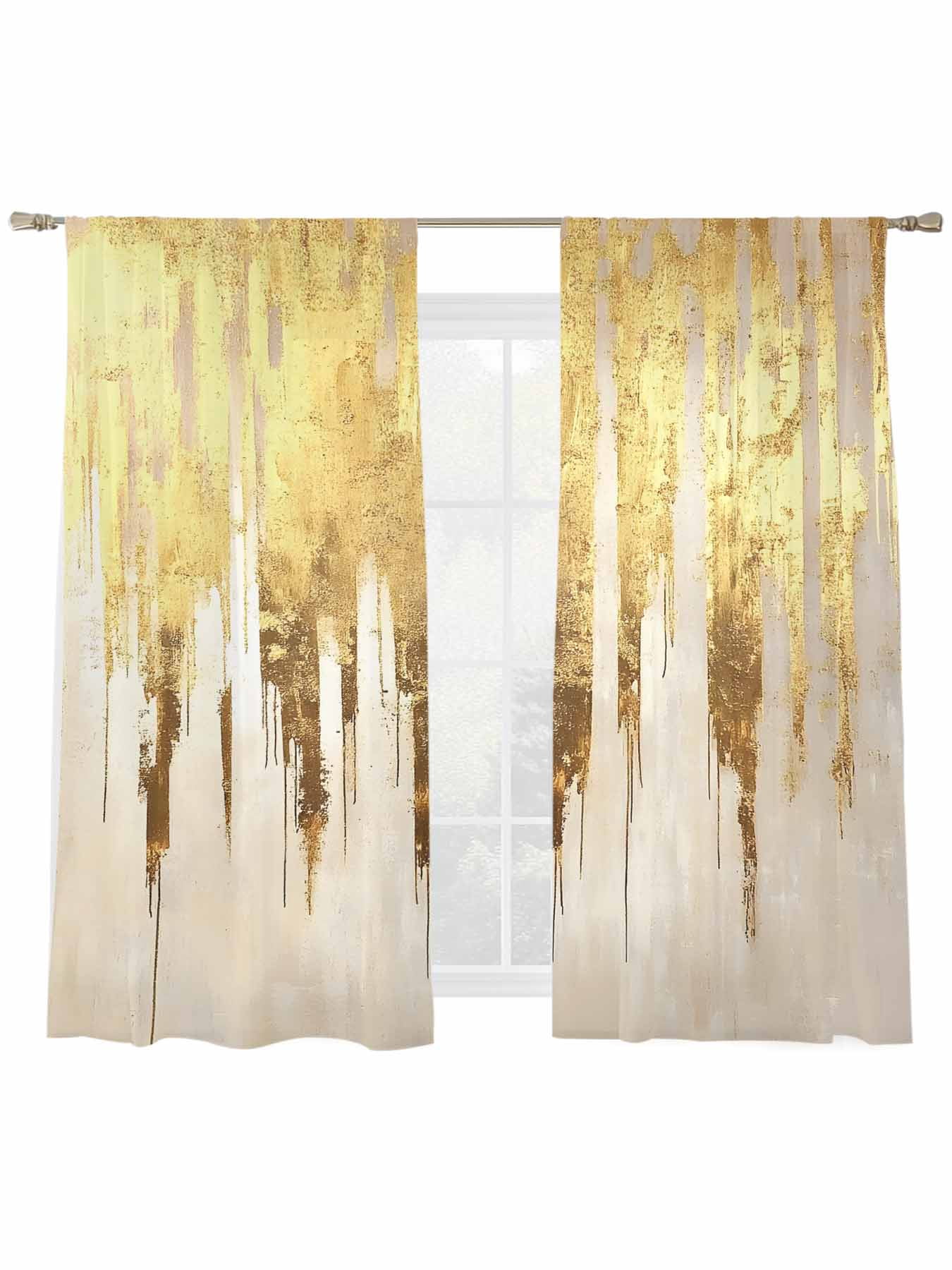 Abstract Art Sheer Curtains for Living Room Bedroom, Light-filtering ...