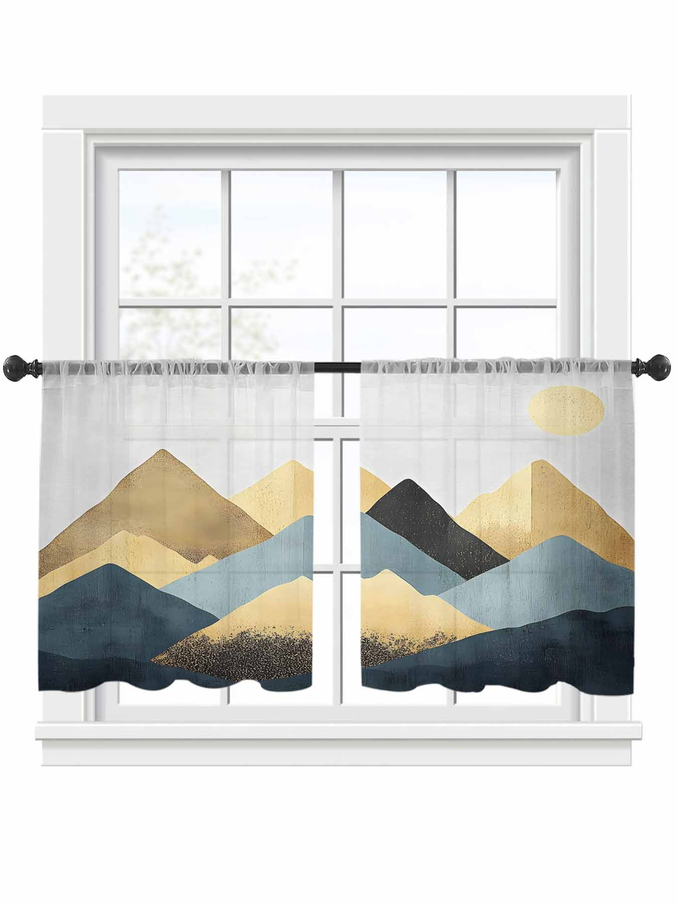 Abstract Art Sheer Curtains for Living Room Bedroom, Light-filtering ...