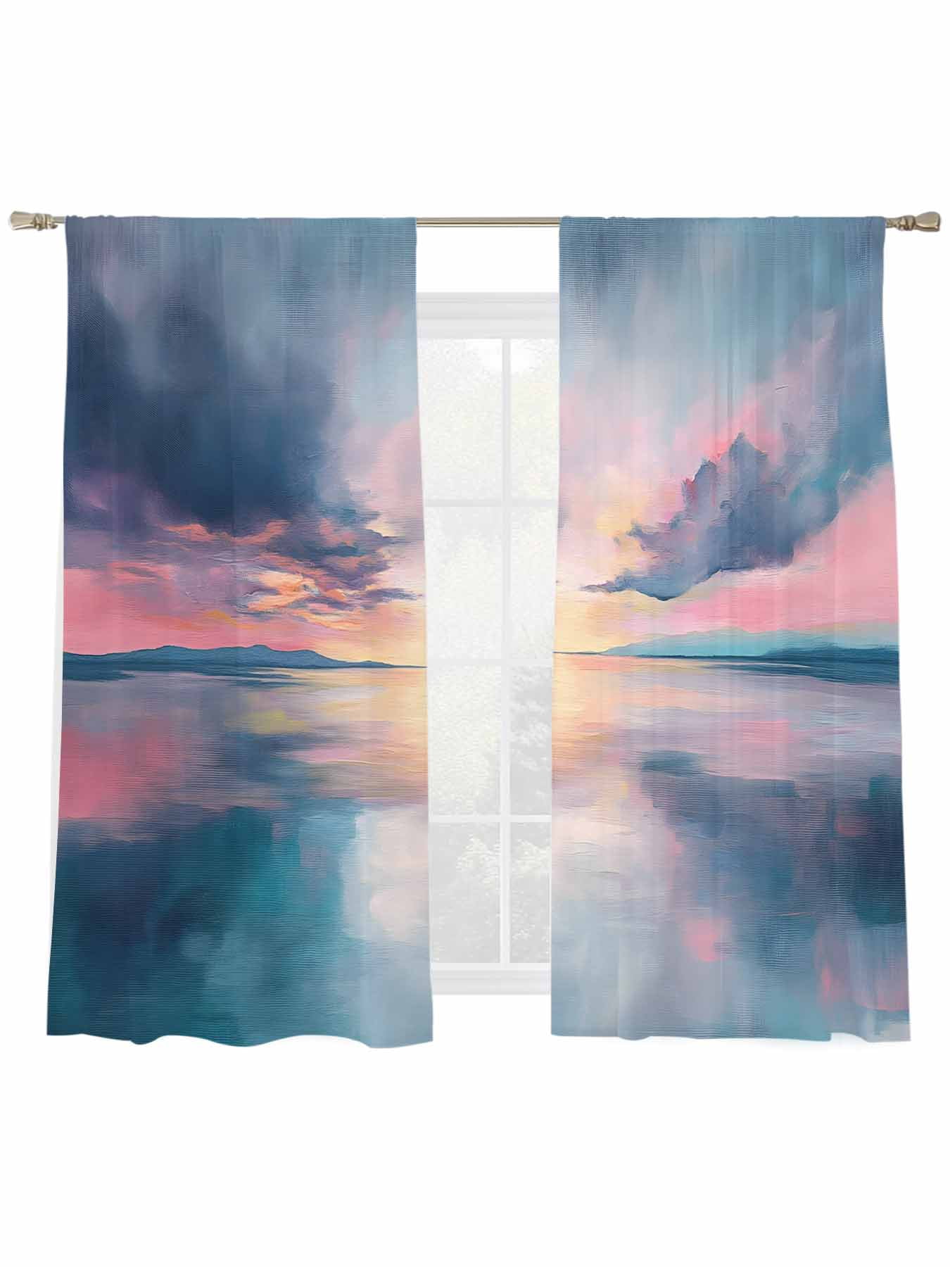 Abstract Art Sheer Curtains for Living Room Bedroom, Light-filtering ...