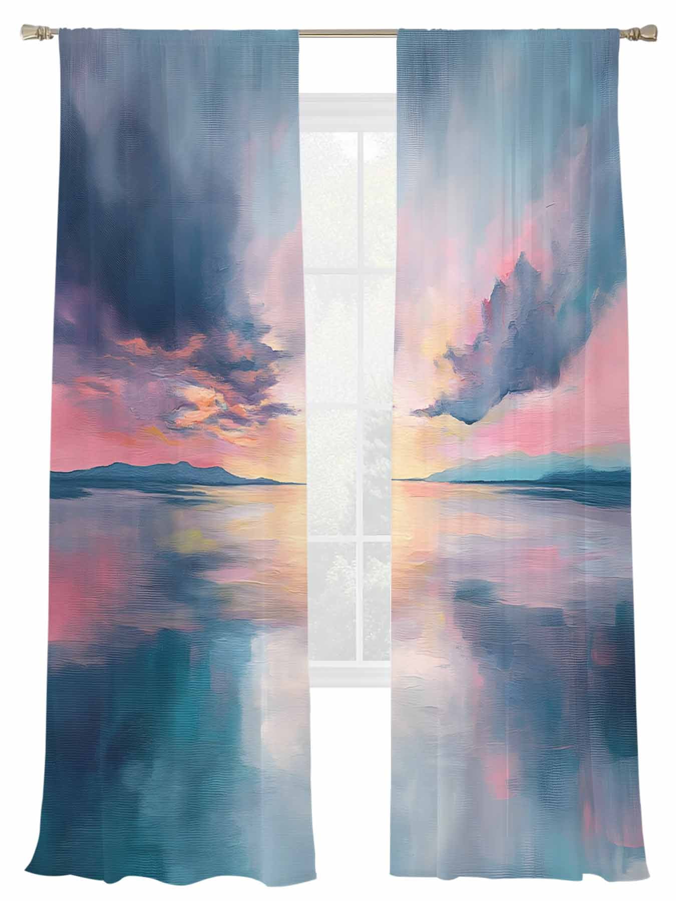 Abstract Art Sheer Curtains for Living Room Bedroom, Light-filtering ...