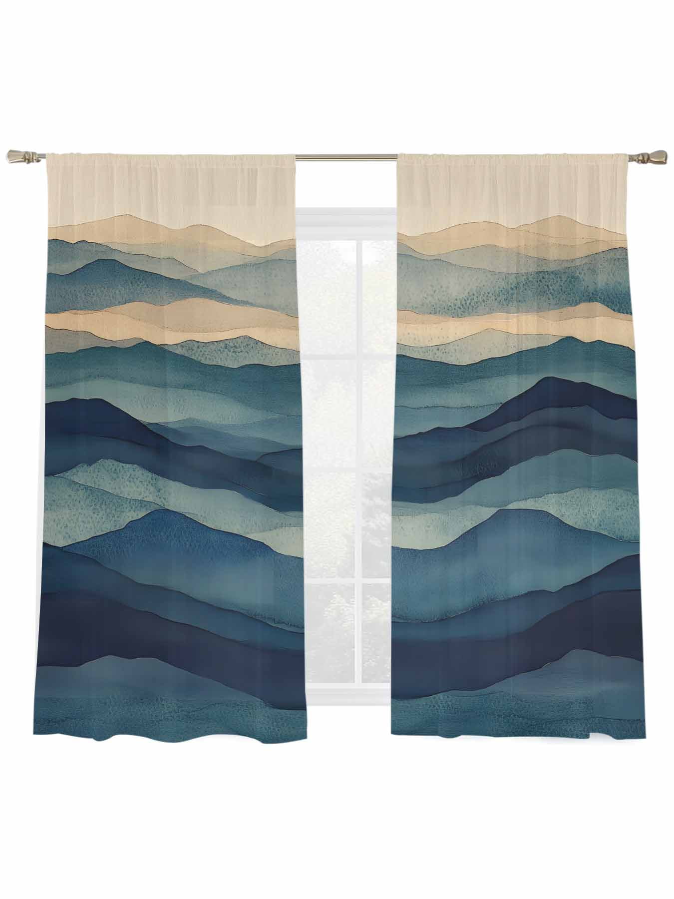 Abstract Art Sheer Curtains for Living Room Bedroom, Light-filtering ...