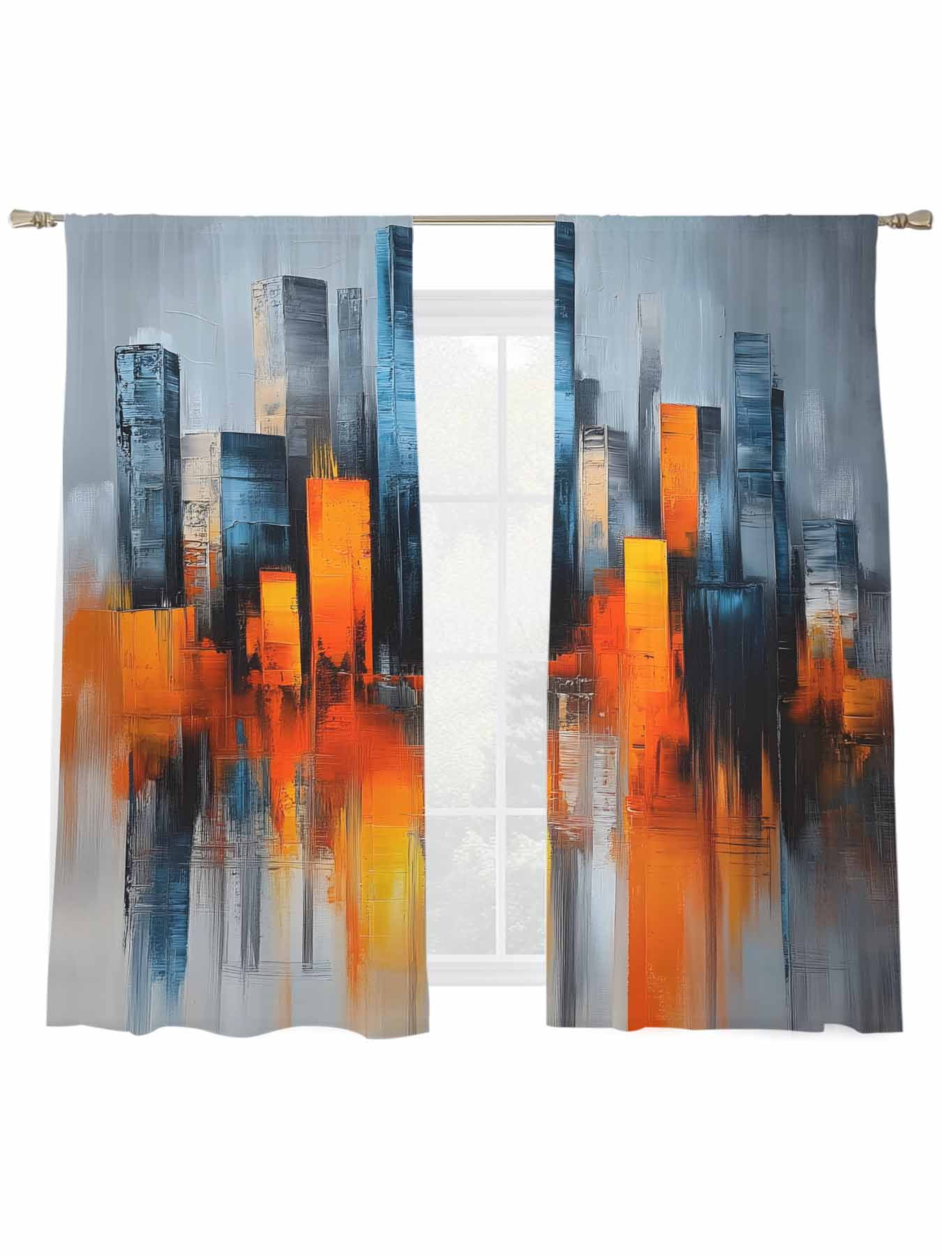 Abstract Art Sheer Curtains for Living Room Bedroom, Light-filtering ...