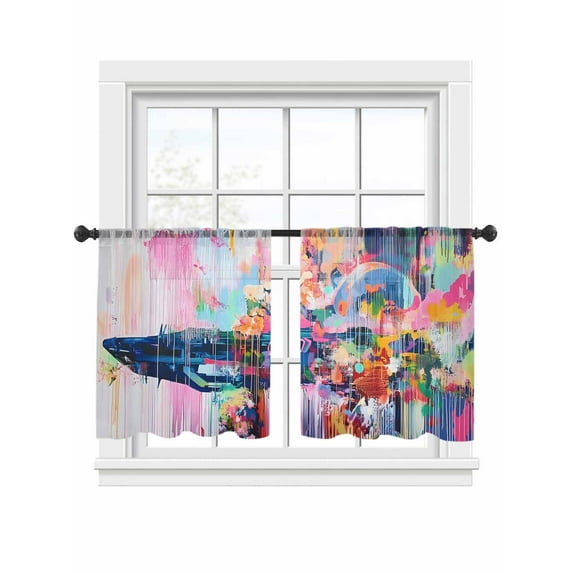 Abstract Art Sheer Curtains for Living Room Bedroom, Light-filtering ...