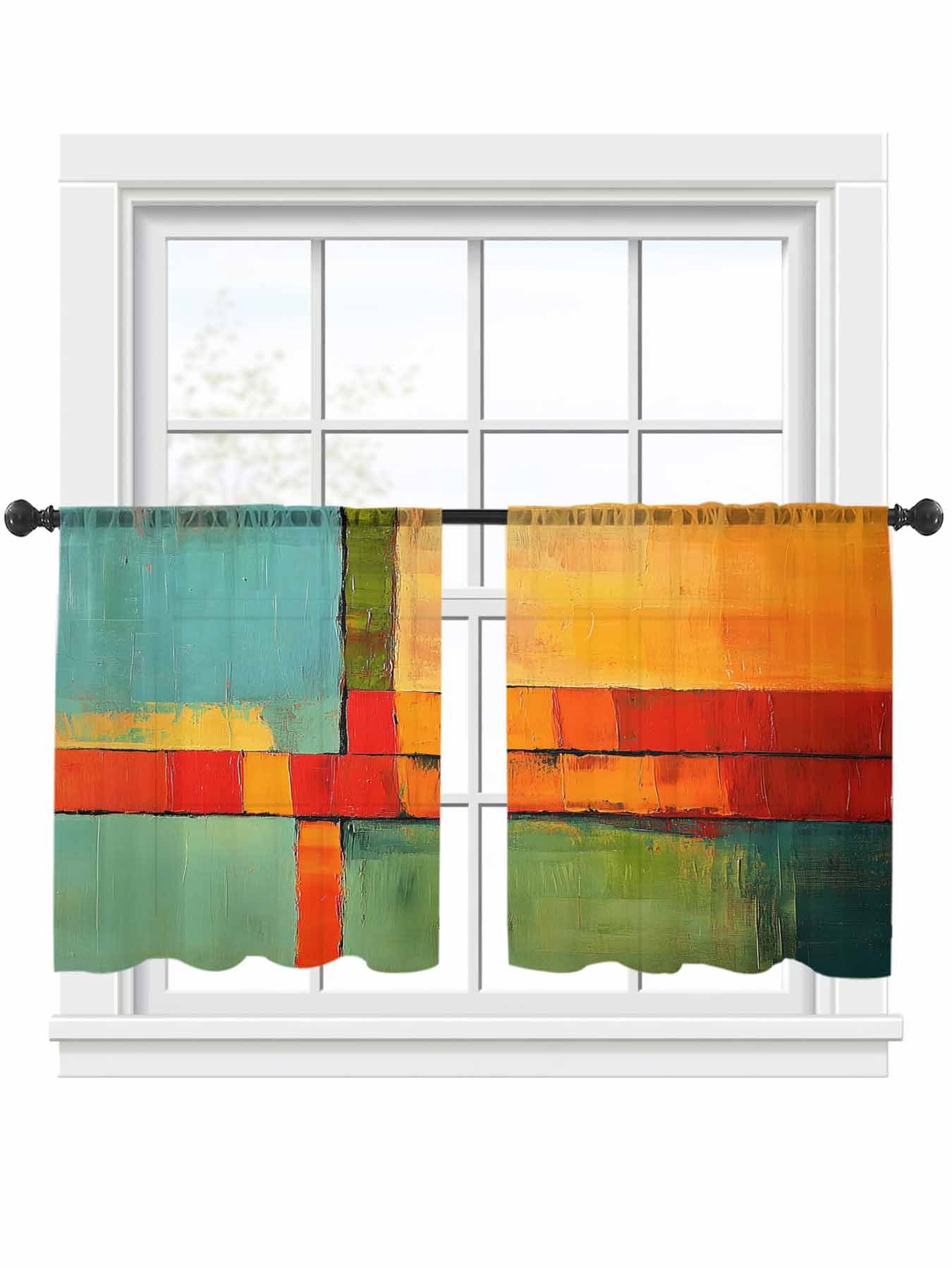 Abstract Art Sheer Curtains for Living Room Bedroom, Light-filtering ...