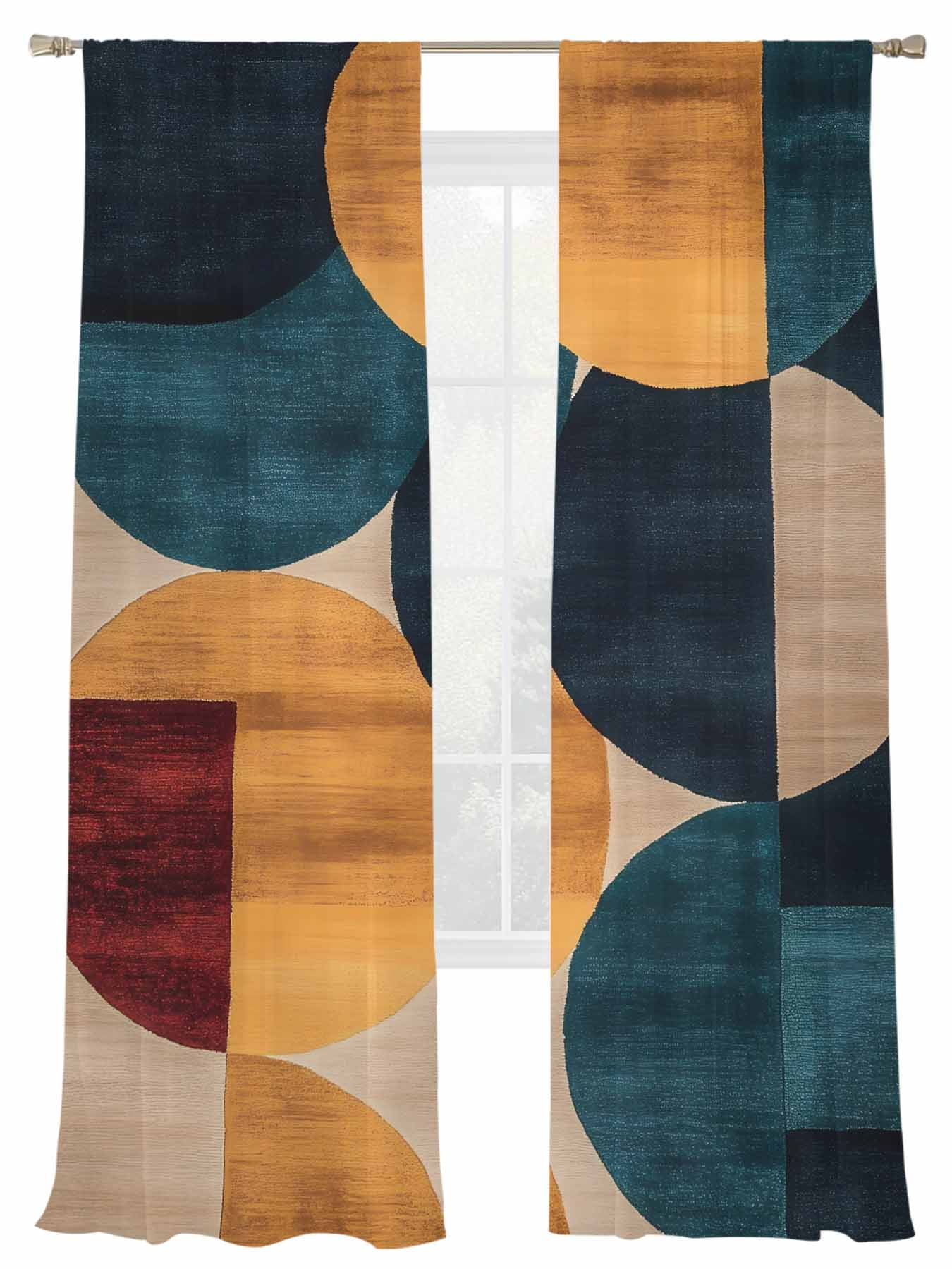 Abstract Art Sheer Curtains for Living Room Bedroom, Light-filtering ...