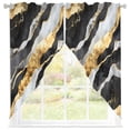 Abstract Art Sheer Curtains Swag Valances for Windows Black Gold ...
