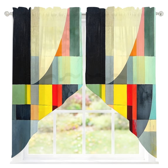 Abstract Art Sheer Curtains Swag Valances for Windows Simple Color ...