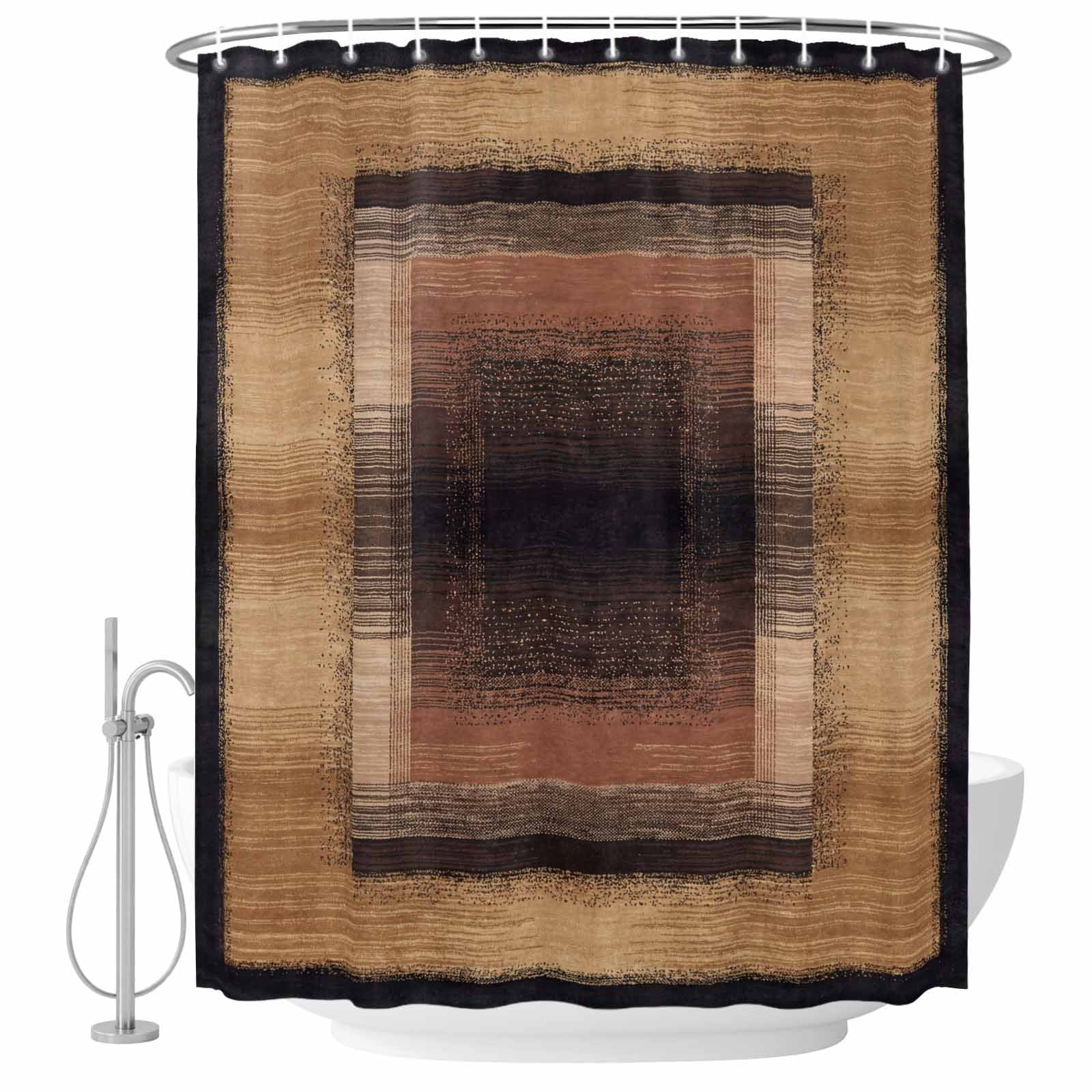 Abstract Art Shower Curtain for Bathroom, Brown and Black Mottled ...