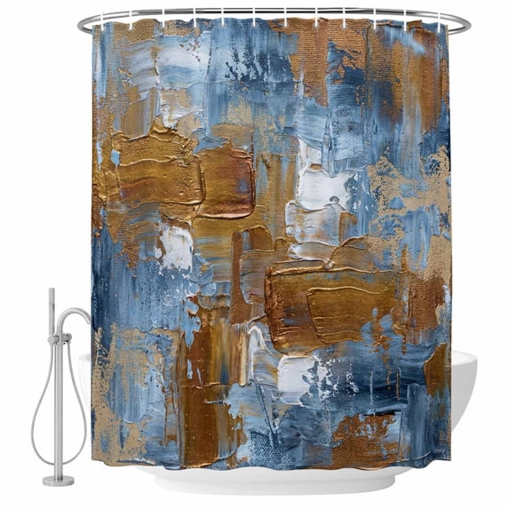 Abstract Art Shower Curtain for Bathroom, Brown Blue Graffiti Paint ...