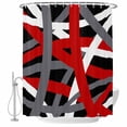 Abstract Art Shower Curtain for Bathroom, Red White Black Gray Line ...